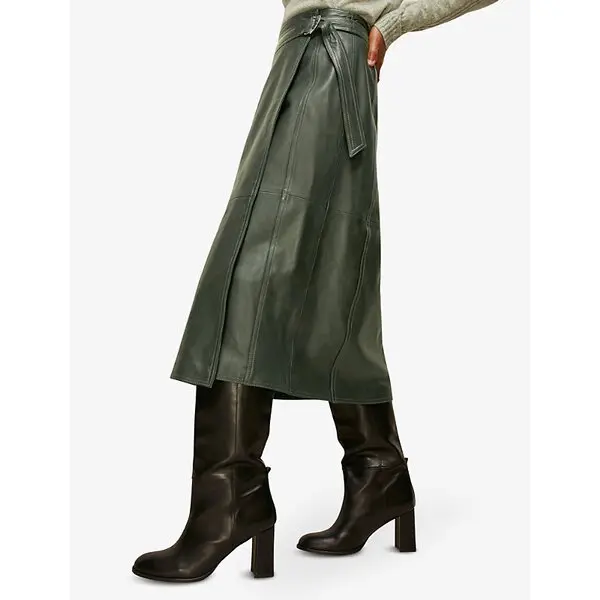 Whistles Selina Panelled Leather Midi Skirt