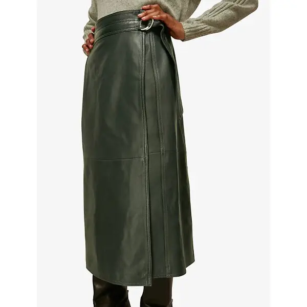 Whistles Selina Panelled Leather Midi Skirt