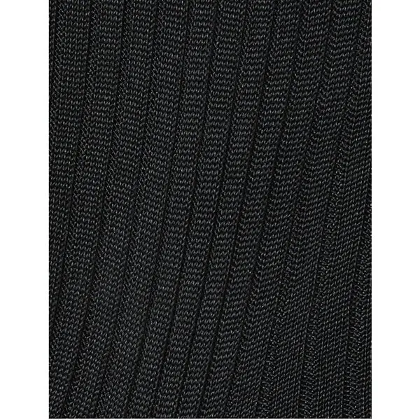 Pantherella Short Ribbed Silk Socks - Black