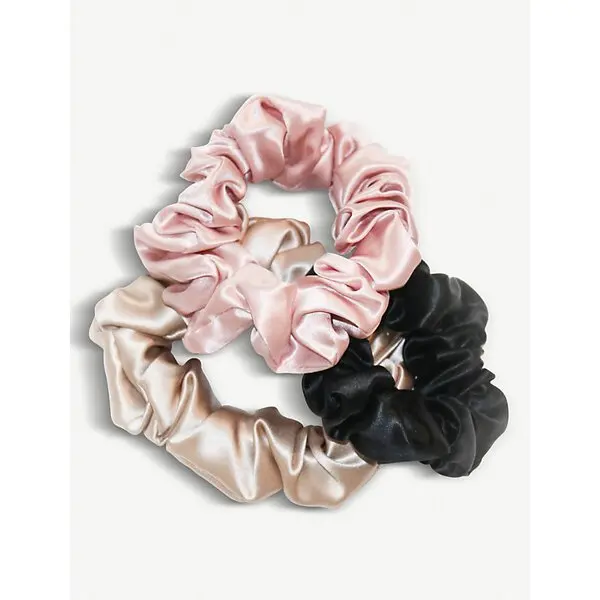Slip Pack Of Three Silk Scrunchies - Multi
