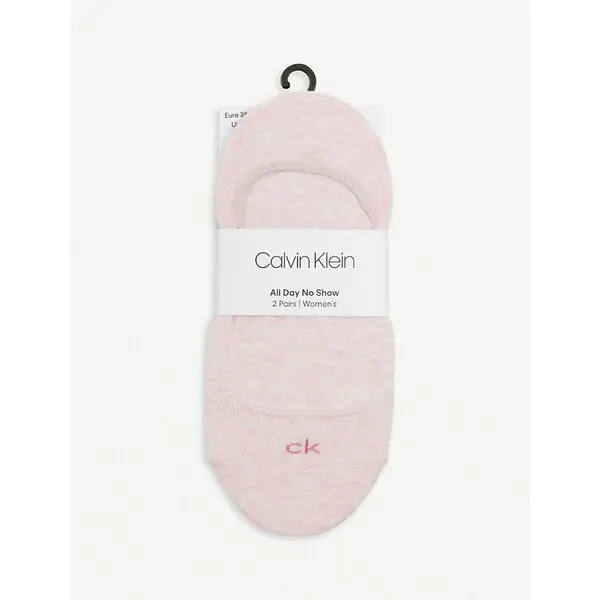 Calvin Klein Logo-embroidered Cotton-blend Invisible Socks Pack Of Two - G59 Pink Combo