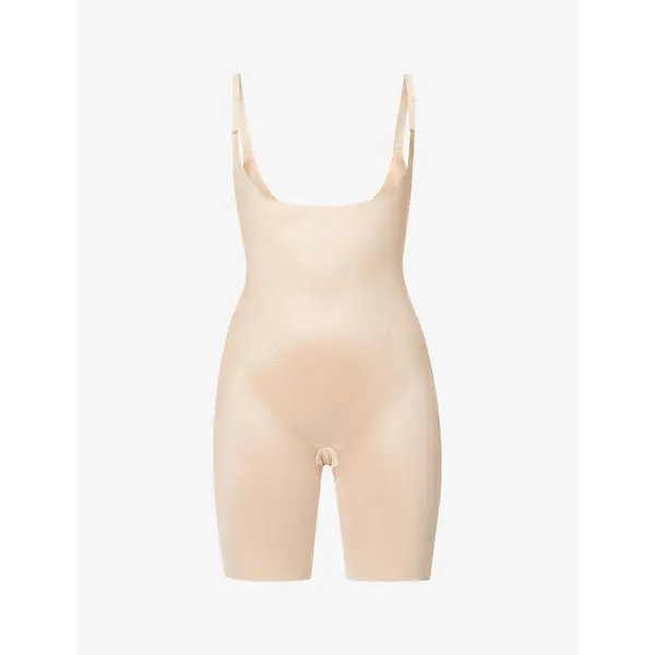 Spanx Shape™ Invisible Open-bust Mid-thigh Bodysuit - Champagne Beige