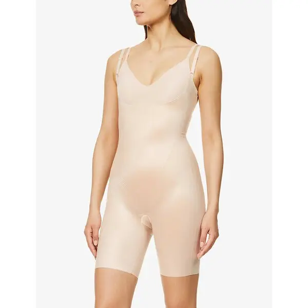 Spanx Shape™ Invisible Open-bust Mid-thigh Bodysuit - Champagne Beige