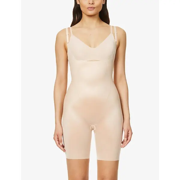 Spanx Shape™ Invisible Open-bust Mid-thigh Bodysuit - Champagne Beige