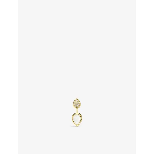 Boucheron Serpent Bohème 18ct Yellow Gold, Diamond, And Mother-of-pearl Single Earring - White