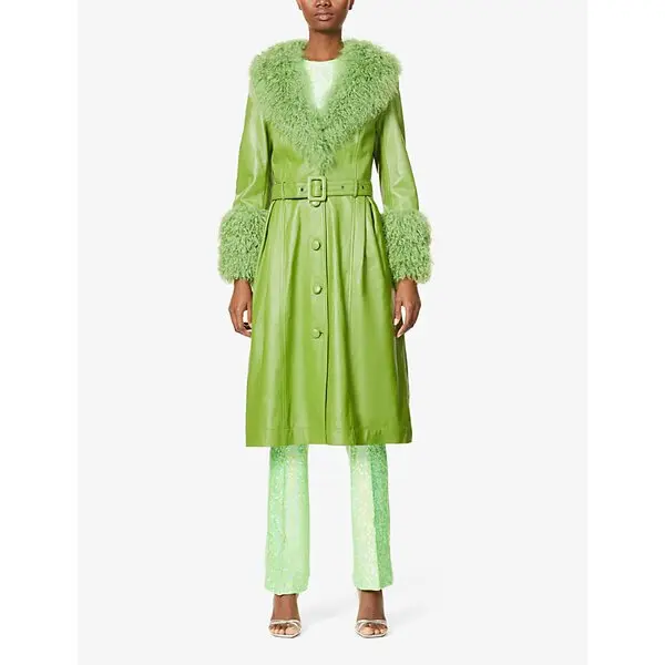 Saks Potts Shearling-trimmed Leather Coat