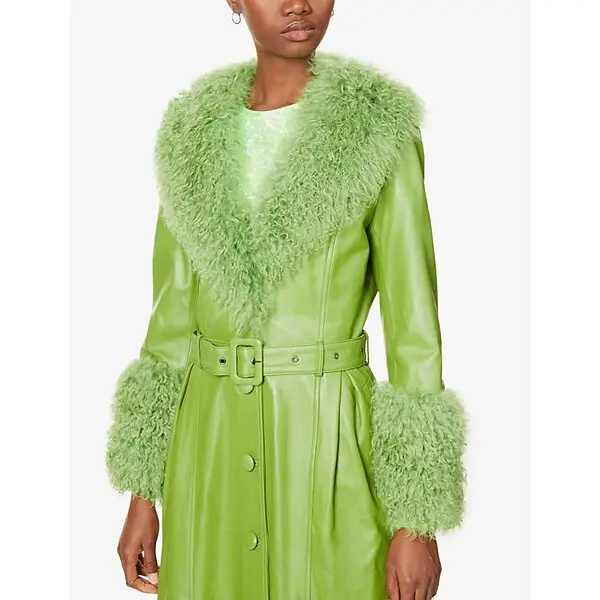 Saks Potts Shearling-trimmed Leather Coat