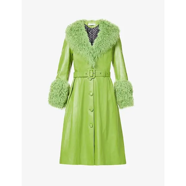 Saks Potts Shearling-trimmed Leather Coat
