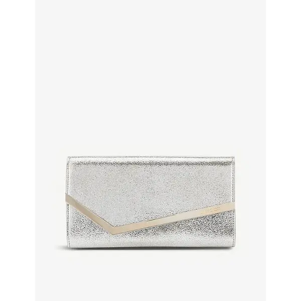 JIMMY CHOO Emmie Glitter Leather Clutch - Champagne