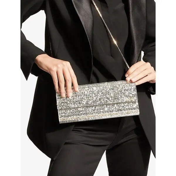JIMMY CHOO Sweetie Glitter Acrylic Clutch - Champagne