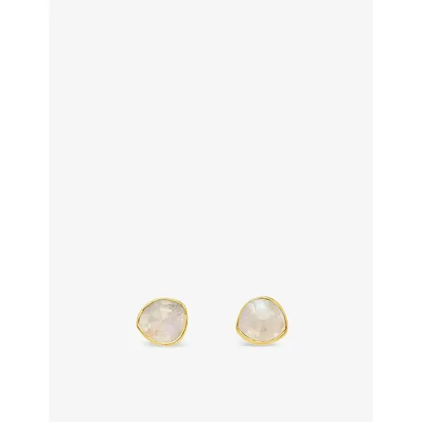 Monica Vinader Linear 18ct Yellow -plated Stud Earrings - Gold
