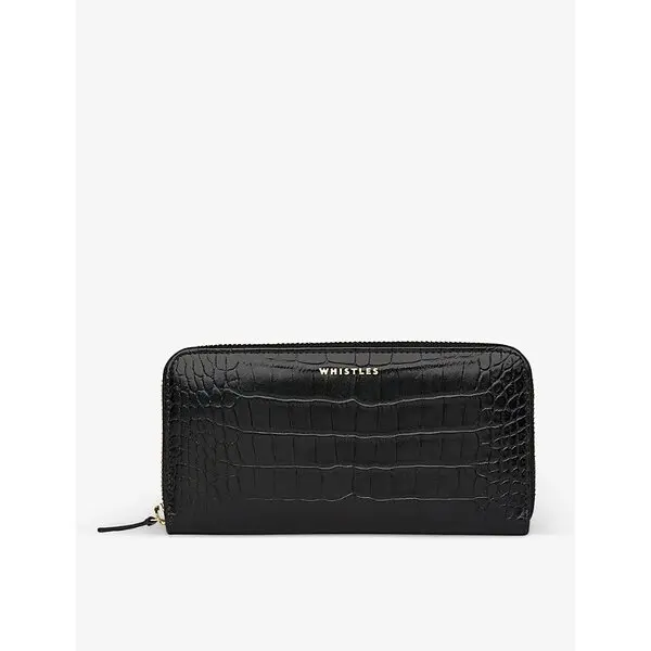 Whistles Crocodile-embossed Leather Purse - Black