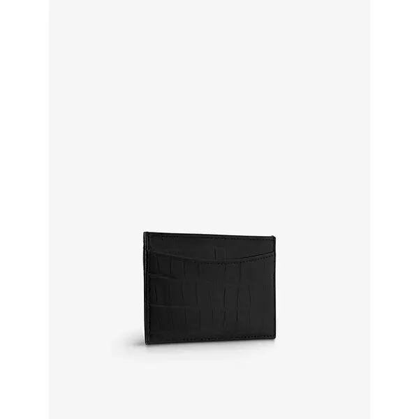 Whistles Branded Croc-embossed Shiny Leather Card Holder