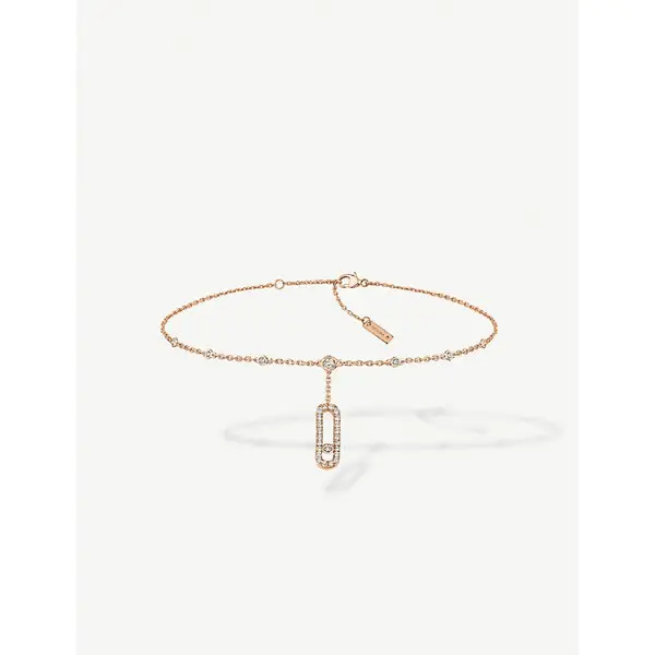 Messika Move Uno 18ct Rose Gold And Diamond Anklet - Pink
