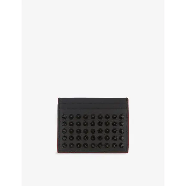 CHRISTIAN LOUBOUTIN Kios Stud-embellished Leather Card Holder - Black/black
