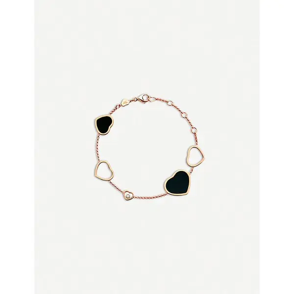 Chopard Happy Hearts Rose Gold, Onyx, And Diamond Bracelet - Rose Gold And Black