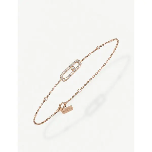 Messika Move Uno Pavé Diamond Rose Gold Bracelet - Pink