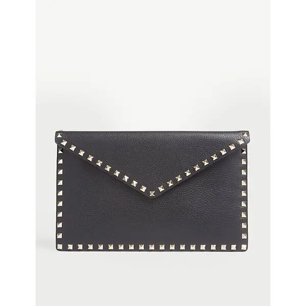 Valentino Garavani Rockstud Leather Clutch - Black