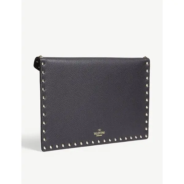 Valentino Garavani Rockstud Leather Clutch - Black