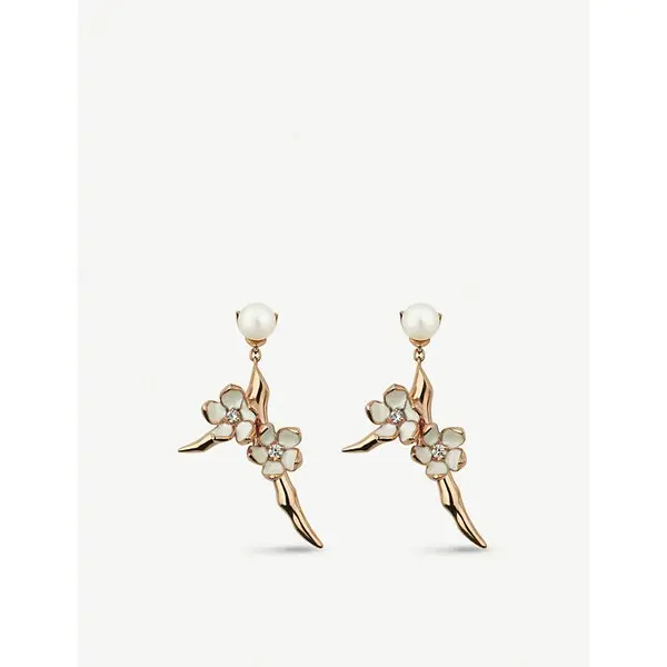 SHAUN LEANE Cherry Blossom Diamond Drop Earrings