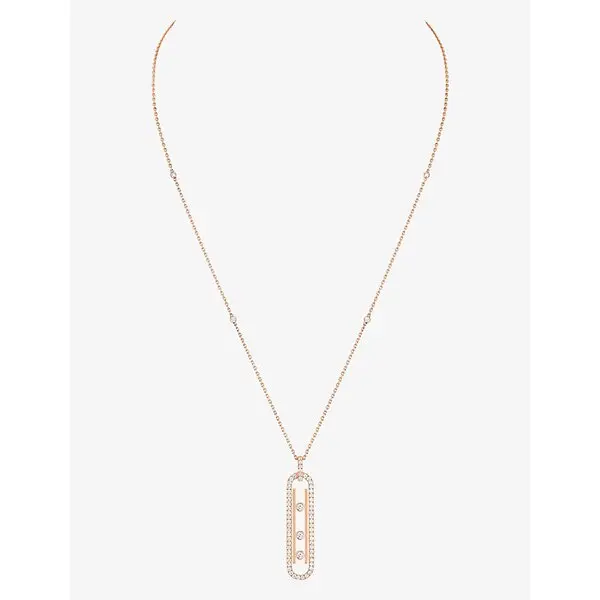 Messika Move 10th 18ct Rose Gold Diamond Pendant Necklace - Pink Gold