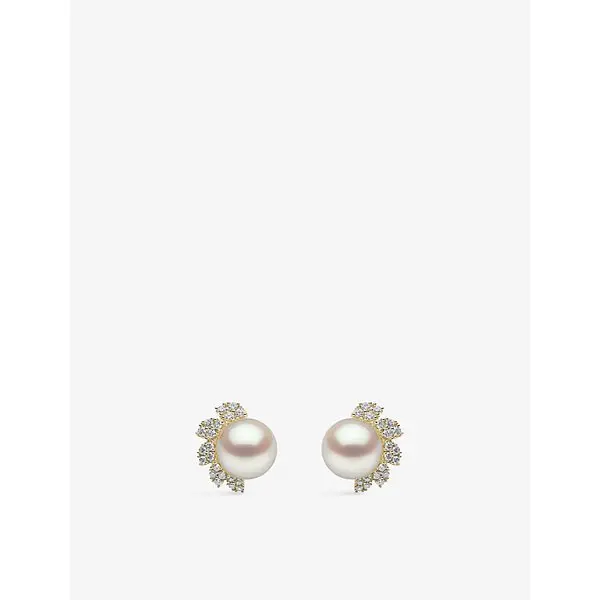 Yoko London Trend 18ct White-gold Diamond And Freshwater Pearl Earrings - Yellow Gold