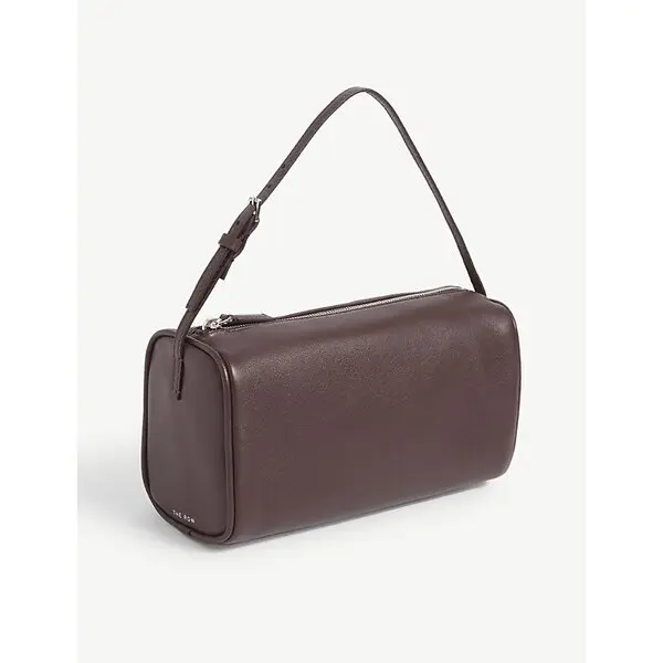 The Row 90s Leather Shoulder Bag Eggplant Editorialist