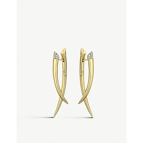 SHAUN LEANE Crossover Vermeil And Diamond Drop Earrings - Gold