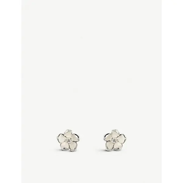 SHAUN LEANE Cherry Blossom And Diamond Stud Earrings - Silver