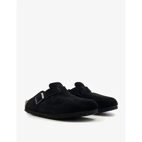 BIRKENSTOCK Boston Buckle-embellished Suede Sandals - Black