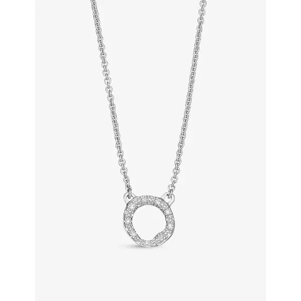 Monica Vinader Riva Mini Circle Diamond Necklace - Silver