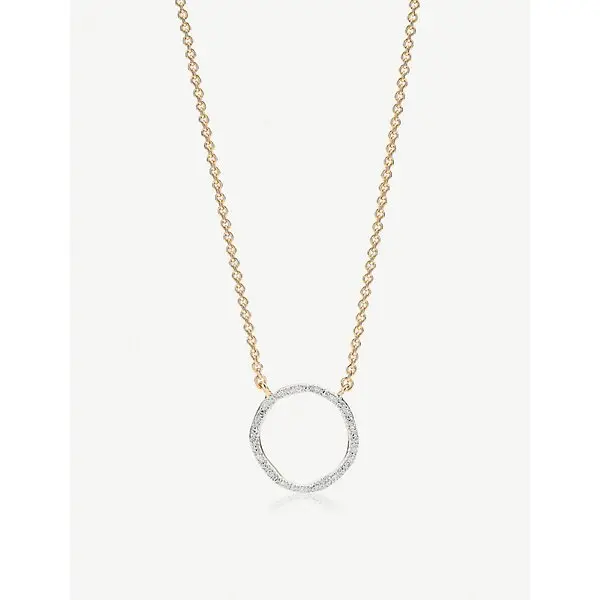 Monica Vinader Riva Diamond Necklace - 18 Ct Gold