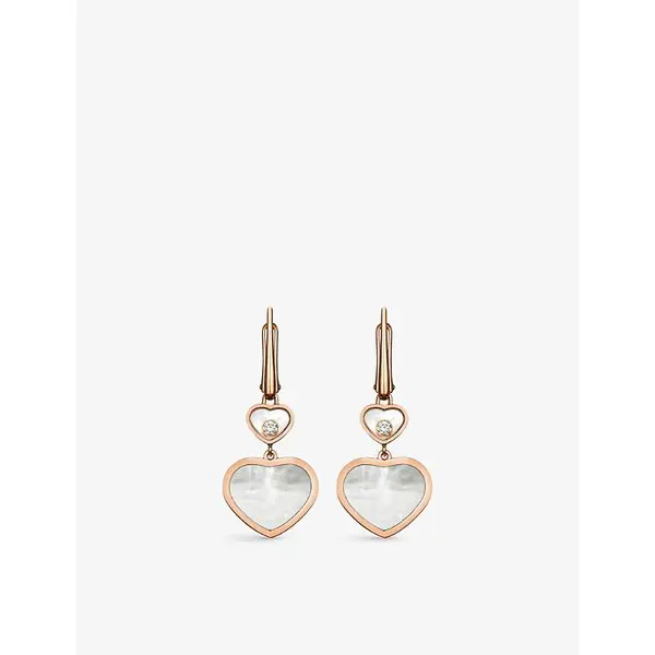 Chopard Happy Hearts Rose Gold Diamond And Mother-of-pearl Earrings - 18-carat Rose Gold