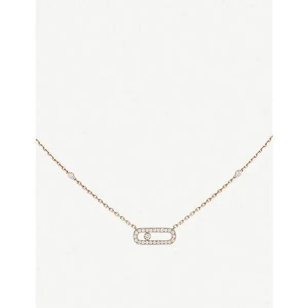 Messika Move Uno Pavé 18ct Rose-gold And Diamond Necklace - Pink