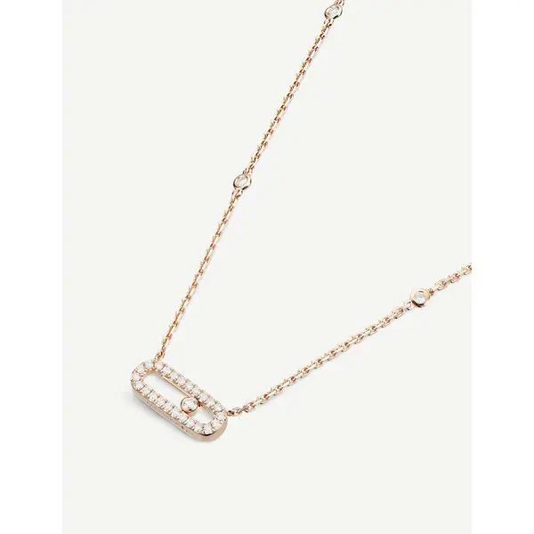 Messika Move Uno Pavé 18ct Rose-gold Diamond Necklace - Pink