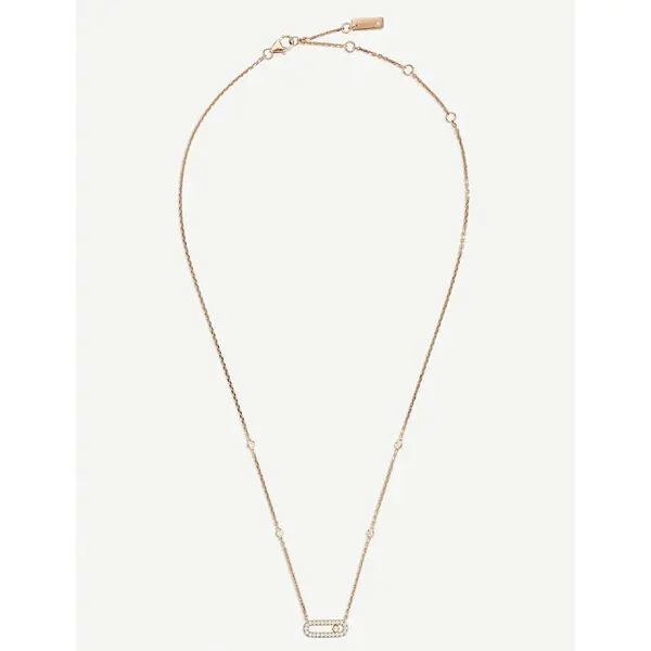 Messika Move Uno Pavé 18ct Rose-gold Diamond Necklace - Pink