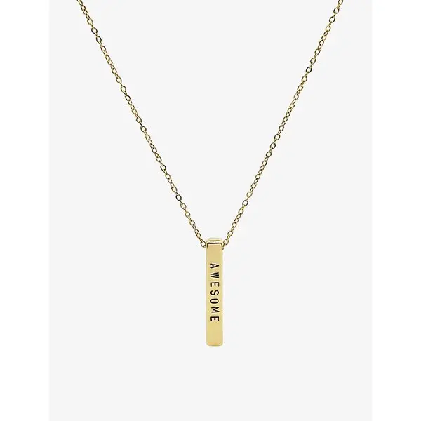 LITTLESMITH Personalised Vertical Bar Necklace - Gold