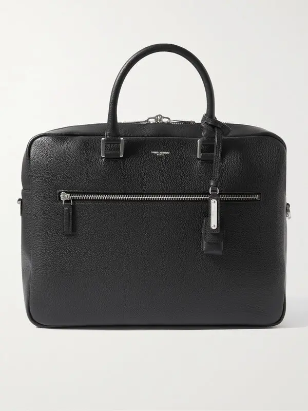 Saint Laurent Full-grain Leather Briefcase - Black