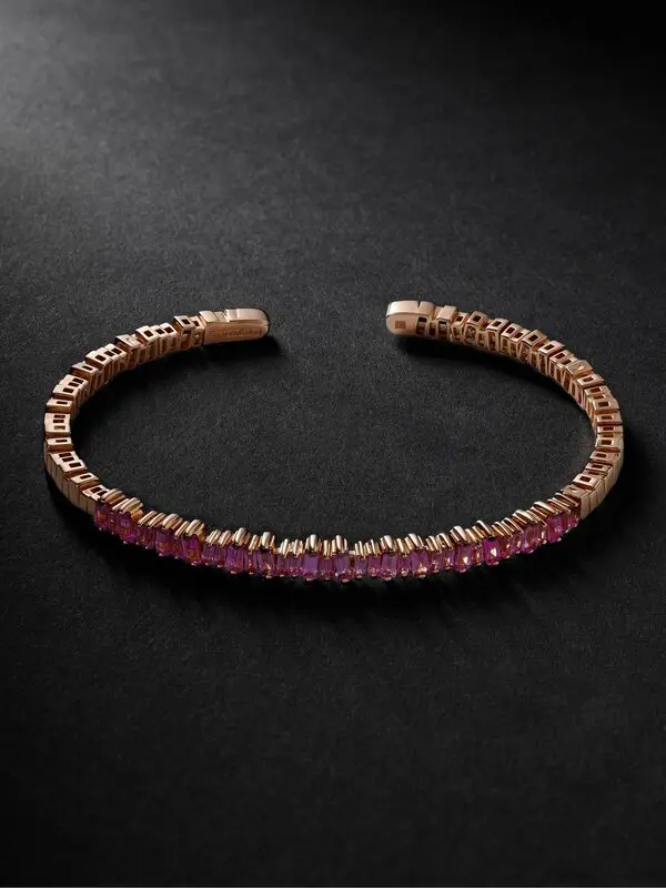 SUZANNE KALAN 18-karat Rose Gold Sapphire Cuff - Pink