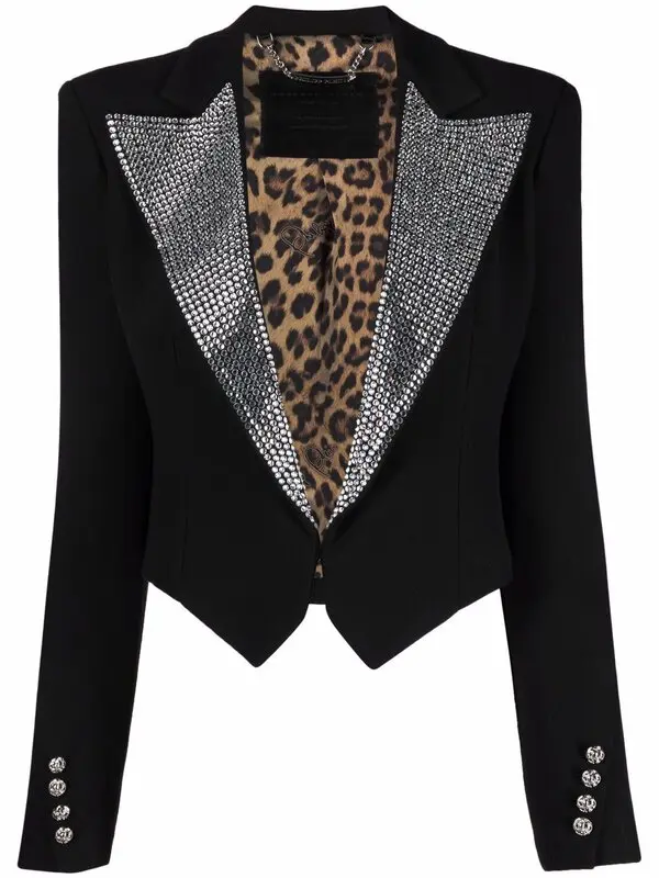 Philipp Plein Crystal-embellished Cropped Blazer