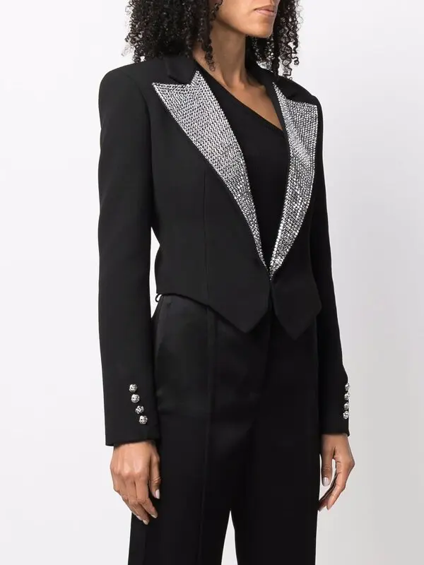 Philipp Plein Crystal-embellished Cropped Blazer