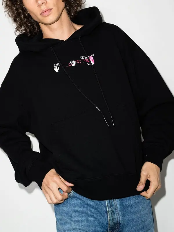 Off-White Acrylic Arrow Drawstring Hoodie