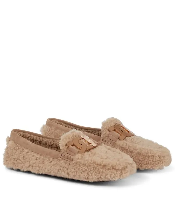 TOD'S Shearling Loafers - Beige