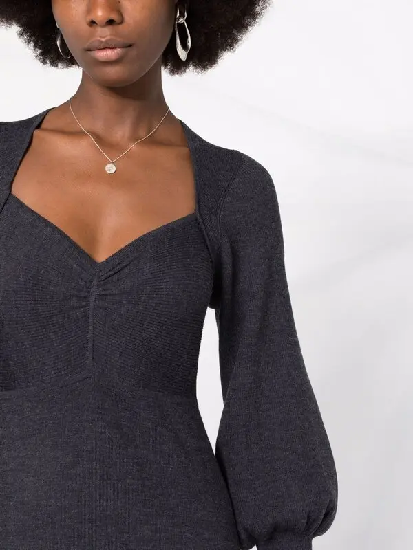 Sandro Sweetheart-neck Puff-sleeve Midi Dress