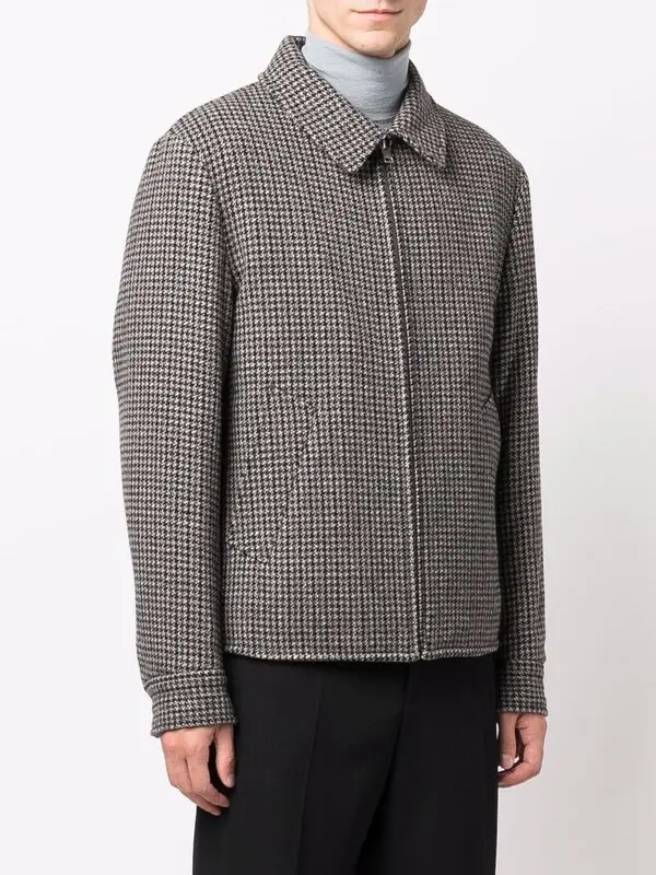 Sandro Houndstooth Zip-Up Jacket In Black - 20% Off | Editorialist
