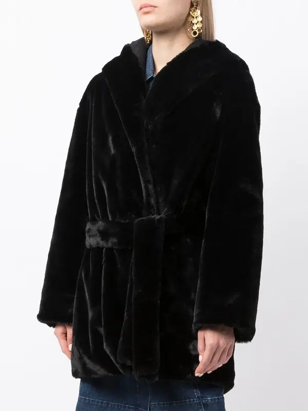 DONDUP Belted Faux-fur Coat