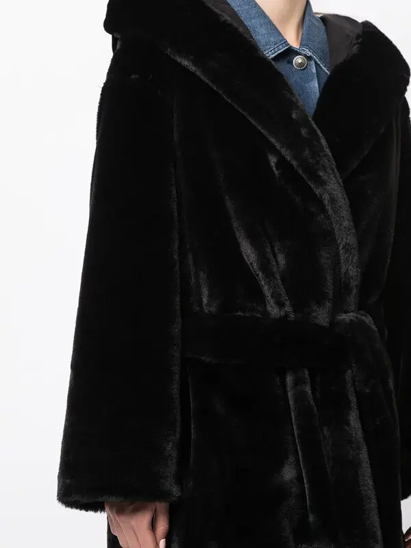 DONDUP Belted Faux-fur Coat