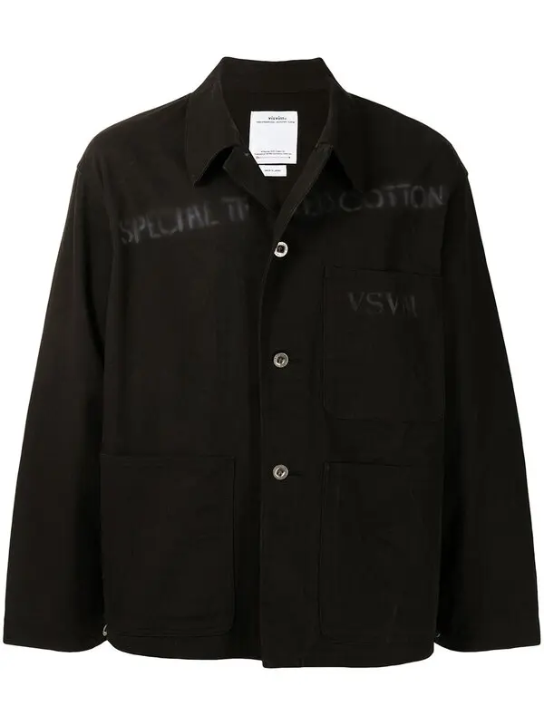 Visvim Logo-print Crinkle-effect Shirt Jacket