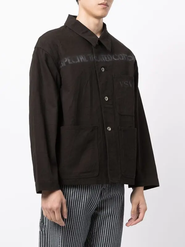 Visvim Logo-print Crinkle-effect Shirt Jacket
