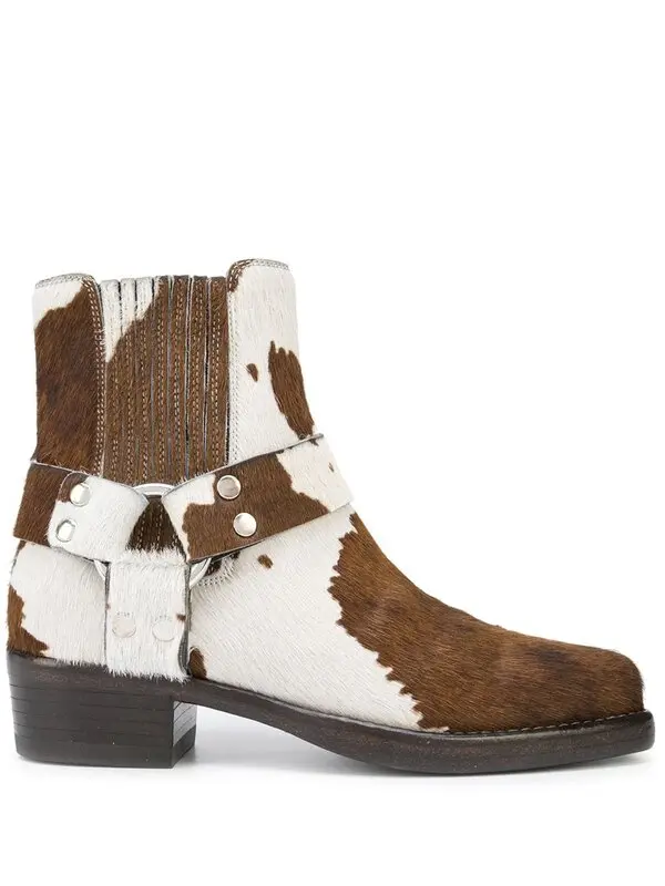 RE/DONE Cow-print Ankle Boots - Brown